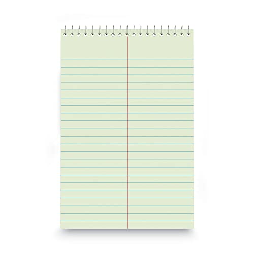 Steno Pads Notebooks, Top Bound Spiral Steno Book - Gregg Ruled, Green Tint, 80 Sheets Per Notepad - 6 x 9 Inch - Great for Note-Taking and Making to-do Lists - 6 Pack