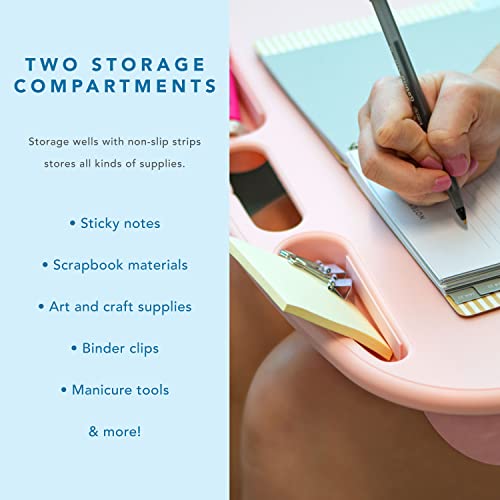 LapGear MyDesk Lap Desk with Device Ledge and Phone Holder - Rose Quartz - Fits up to 15.6 Inch Laptops - Style No. 44444