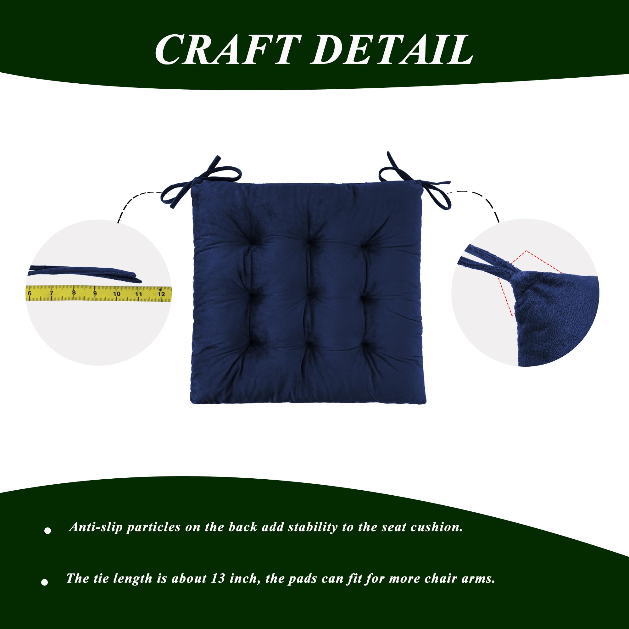 FlyGulls Rocking Chair Cushions Indoor Velvet Chair Pads High Back and Seat Cushion 2 Piece Set Navy