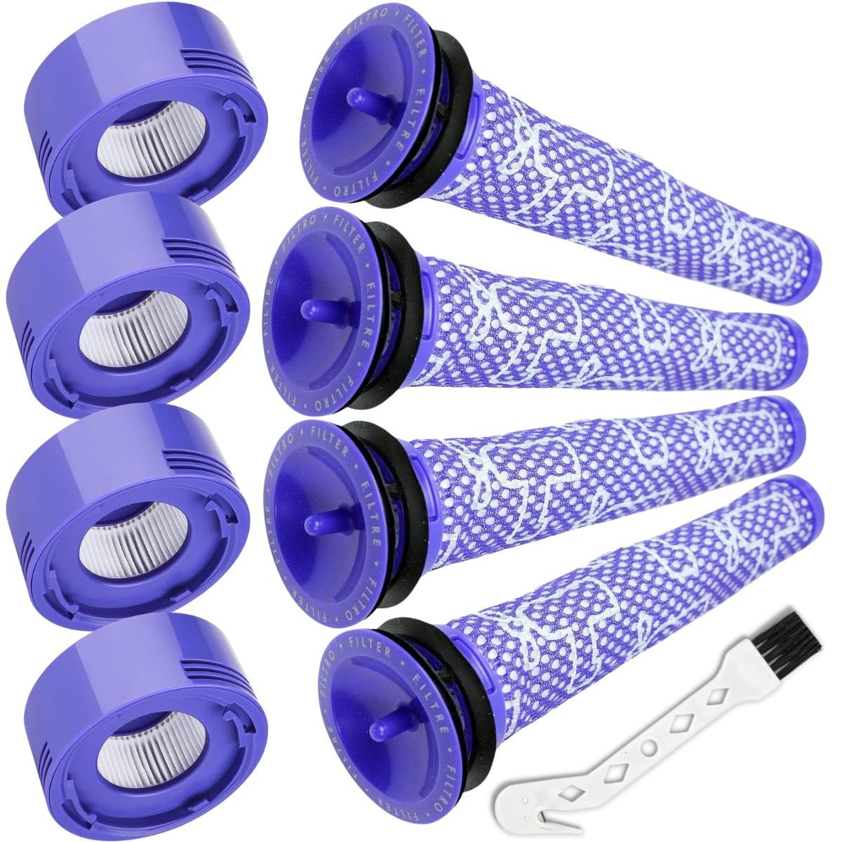 Yeebarle 8 Pack Replacement for Dyson V7, V8 Animal and Absolute Vacuum, 4 Pre-Filters and 4 Post-Filters Replaces Part # 965661-01 & 967478-01