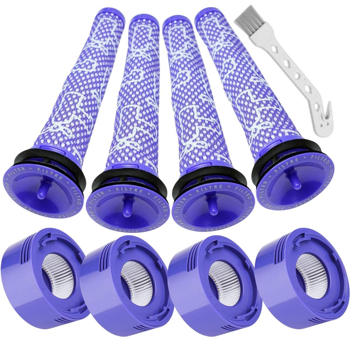 Yeebarle 8 Pack Replacement for Dyson V7, V8 Animal and Absolute Vacuum, 4 Pre-Filters and 4 Post-Filters Replaces Part # 965661-01 & 967478-01