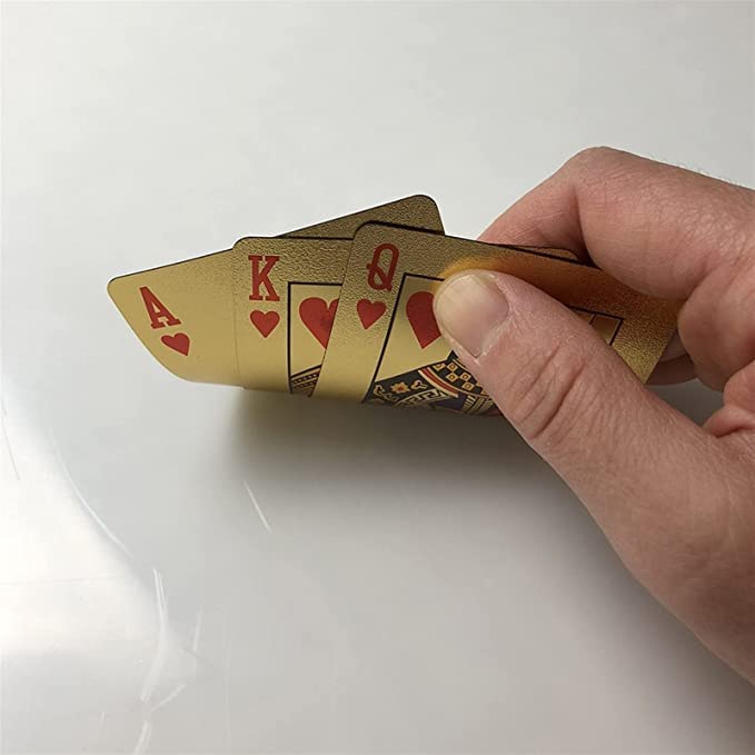 MSTICORA Gold Foil Poker Set - US Dollar Playing Cards - Plastic Playing Cards - Casino Cards(Gold 1 Deck)