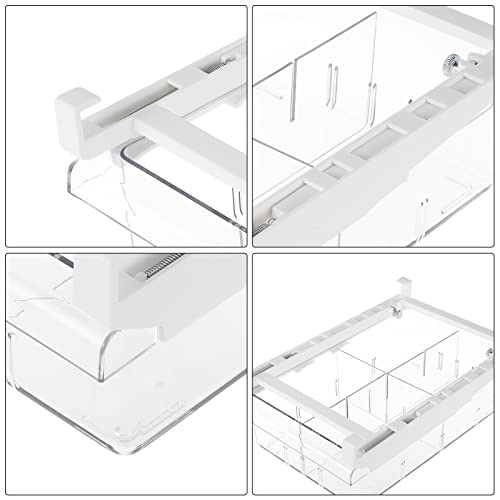 Txkrhwa Fridge Drawer Organizer Clear Refrigerator Organizer Bin Fridge Pull Out Food Storage Box Space Saving Kitchen Egg Holder Fruit Storage Sliding Container for Fruit Vegetable Egg(Four grid)