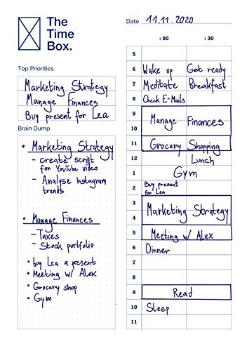 The Time Box Daily Time Management Planner - Time Blocking To Do List Planning Pad, Blank Hourly Notepad - Personal Organizer Notepad for Work - Brain Dump Agenda Notebook - 60 Undated Sheets 7" x 10"