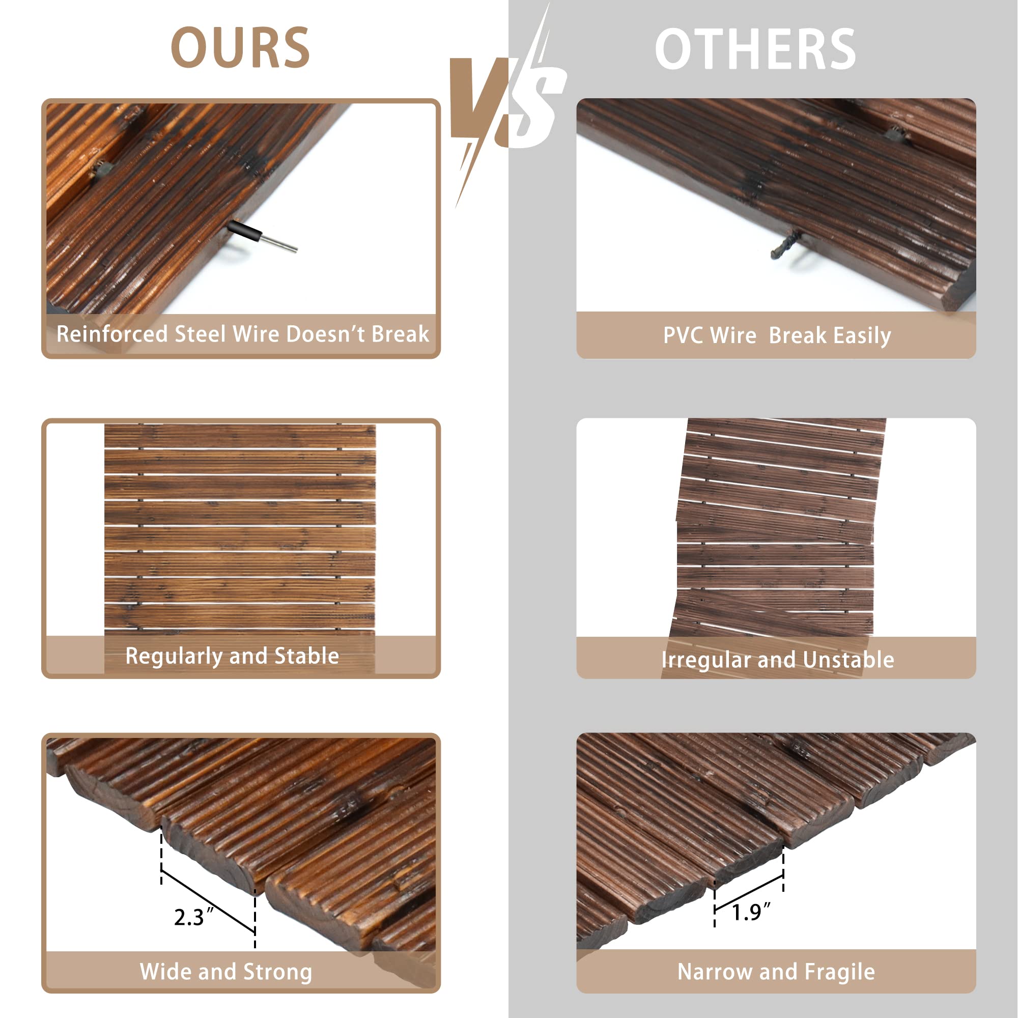 Dragosum 8FT Garden Pathway Wooden Walkway, Outdoor Path Straight Walkway Roll Out Plow and Hearth Wooden Walkway, Decorative Lawn Patio Pavers Boardwalk Beach Wedding Party (Straight)