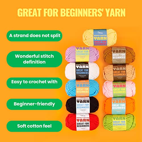 Pllieay Red Cotton Yarn, 4x50g Crochet Yarn for Crocheting and Knitting, Cotton Yarn for Beginners with Easy to See Stitches for Beginners Crocheting and Knitting