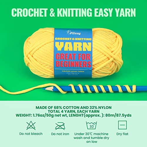 Pllieay Red Cotton Yarn, 4x50g Crochet Yarn for Crocheting and Knitting, Cotton Yarn for Beginners with Easy to See Stitches for Beginners Crocheting and Knitting