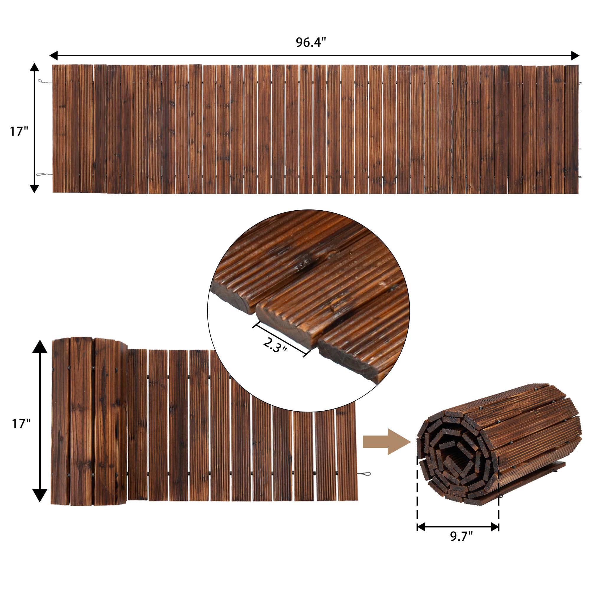 Dragosum 8FT Garden Pathway Wooden Walkway, Outdoor Path Straight Walkway Roll Out Plow and Hearth Wooden Walkway, Decorative Lawn Patio Pavers Boardwalk Beach Wedding Party (Straight)