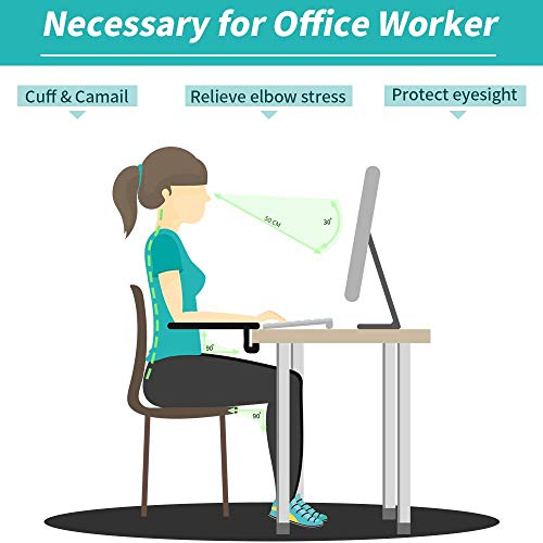 SZYAN Computer Arm Rest for Desk, Adjustable Arm Rest Support for Computer Desk Ergonomic Arm Rest Extender Rotating Mouse Pad Holder for Table, Office, Chair, Desk, Black