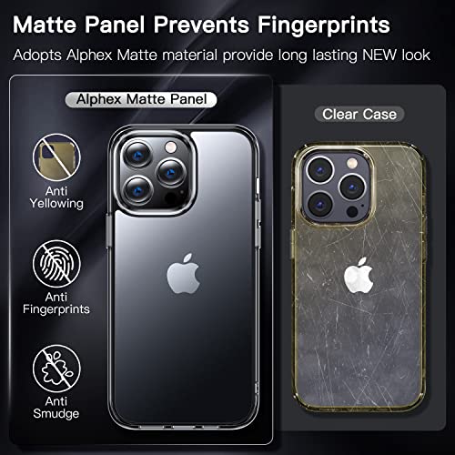 Alphex Beyond Clear for iPhone 14 Pro Max Case [Never Yellowing][Look as Caseless] 10FT Military Grade Protective Soft Glossy Bumper Matte Slim Women Men Phone Cover 6.7 inch, Matte Clear