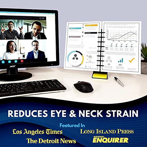 Note Tower Desktop Pro Document Holder - 2 Page Paper Holder, Easy Loading for Fast Typing, Displays Papers & Photos, Organizes Sticky Notes, Includes 50 Sheets 3"x3" Sticky Notes, Black