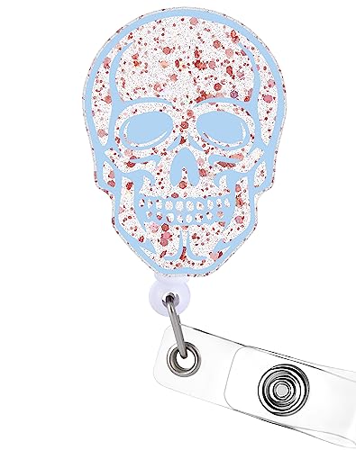 Plifal Badge Reel Holder Retractable with ID Clip for Nurse Nursing Name Tag Card Skull Nursing Student Doctor RN LPN LVN Medical Assistant Work Office Alligator Clip Badge Accessories