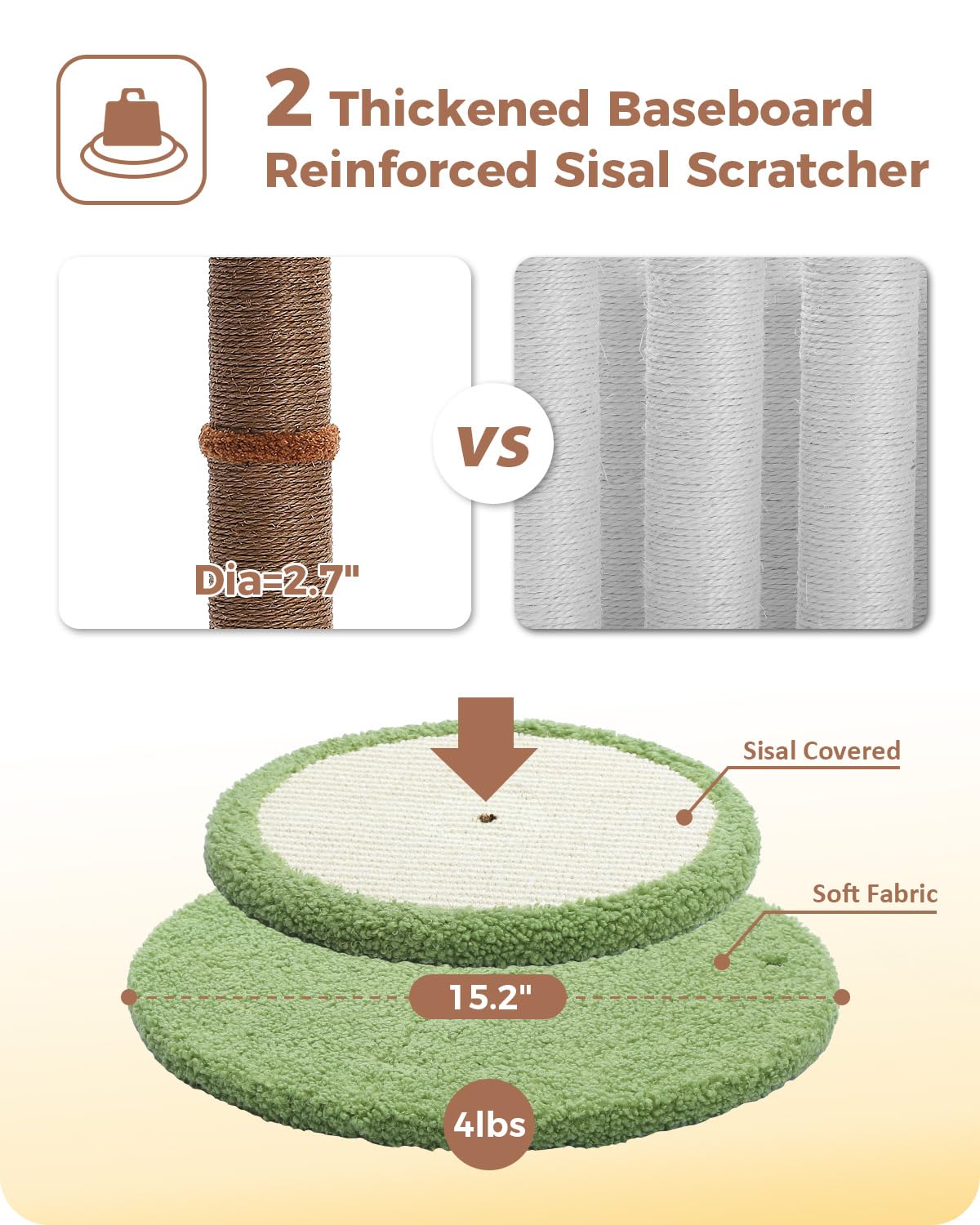 PETEPELA Cat Scratching Post, 33" Tall Cat Scratcher for Large Cats with Interactive Balls& 100% Sisal Covered Kitten Scratch Posts for Indoor Cats(Brown)