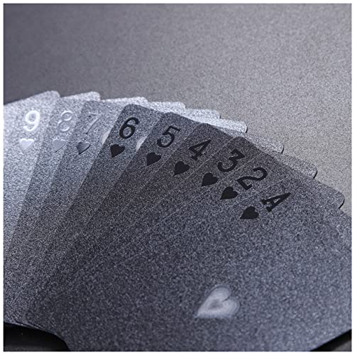 MSTICORA Gold Foil Poker Set - US Dollar Playing Cards - Plastic Playing Cards - Casino Cards (Black 1 Deck)