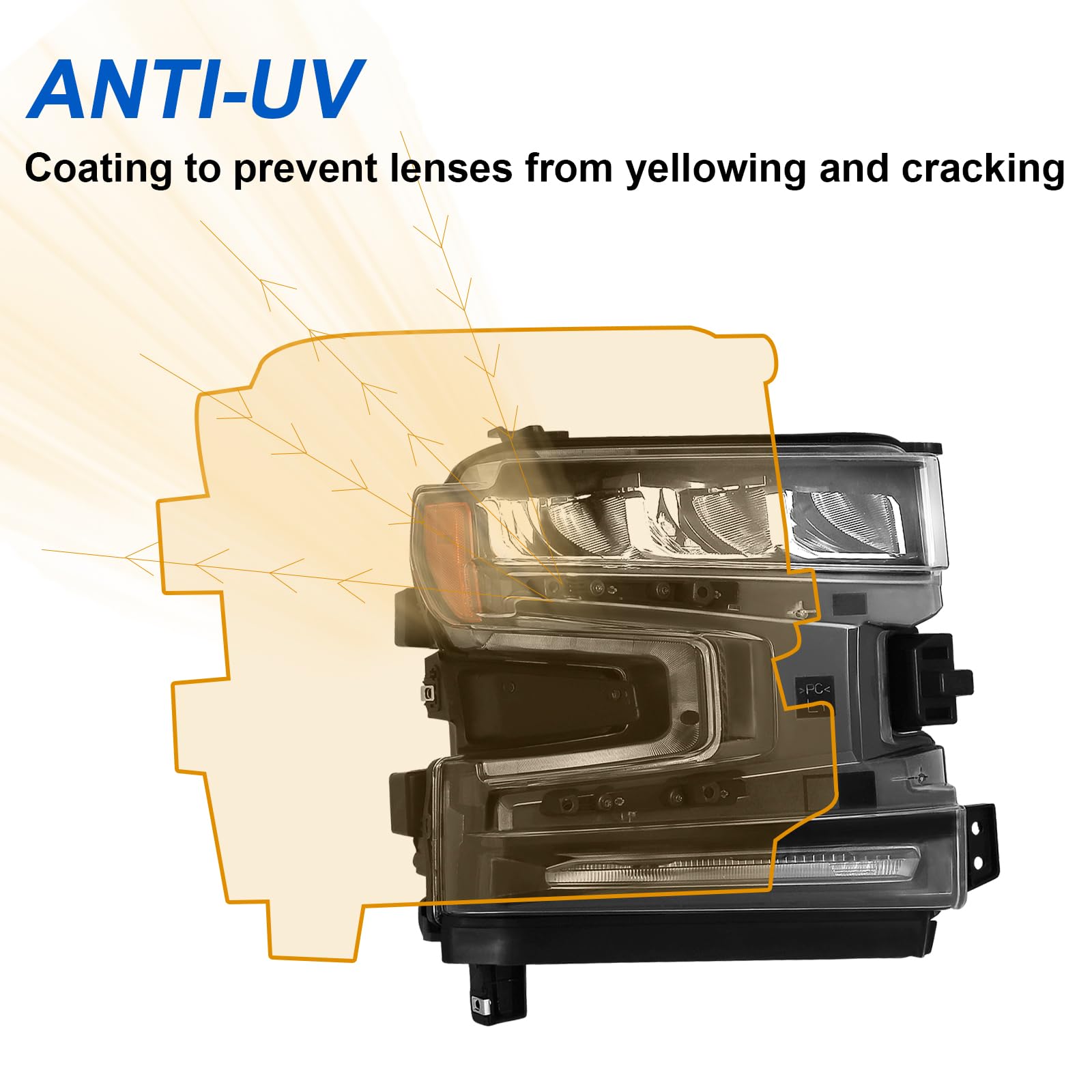 ALZIRIA Headlight Assembly Fit for 2019-2022 19 20 21 22 2019 2020 2021 2022 Chevy Silverado 1500 Pickup/LT/LT Trail Boss/LTZ with LED DRL (Passenger Side-Right)