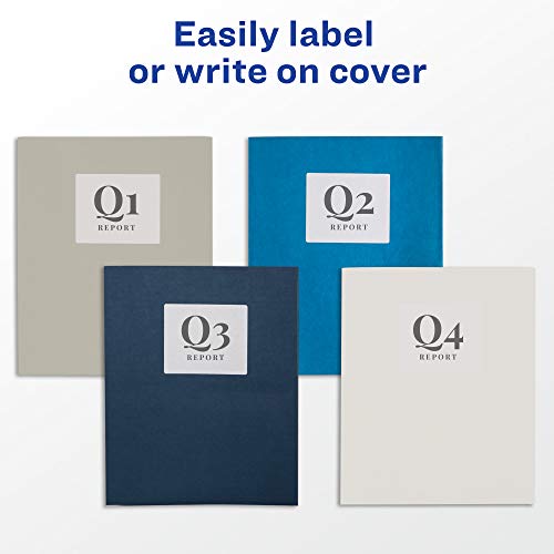 AVERY Two Pocket Folders, Holds up to 40 Sheets, Business Card Slot, 25 White Folders (47991)
