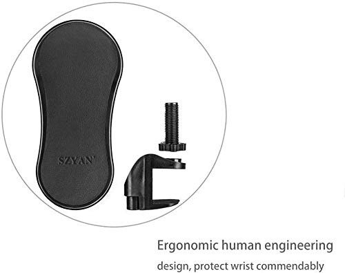 SZYAN Computer Arm Rest for Desk, Adjustable Arm Rest Support for Computer Desk Ergonomic Arm Rest Extender Rotating Mouse Pad Holder for Table, Office, Chair, Desk, Black