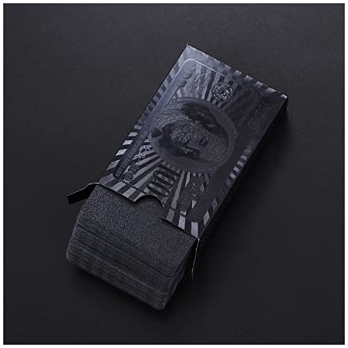 MSTICORA Gold Foil Poker Set - US Dollar Playing Cards - Plastic Playing Cards - Casino Cards (Black 1 Deck)