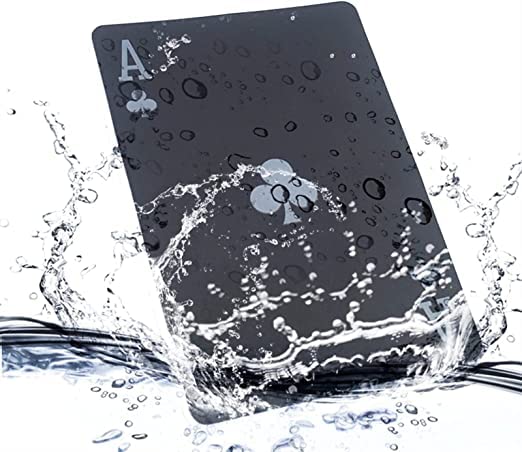 MSTICORA Gold Foil Poker Set - US Dollar Playing Cards - Plastic Playing Cards - Casino Cards (Black 1 Deck)