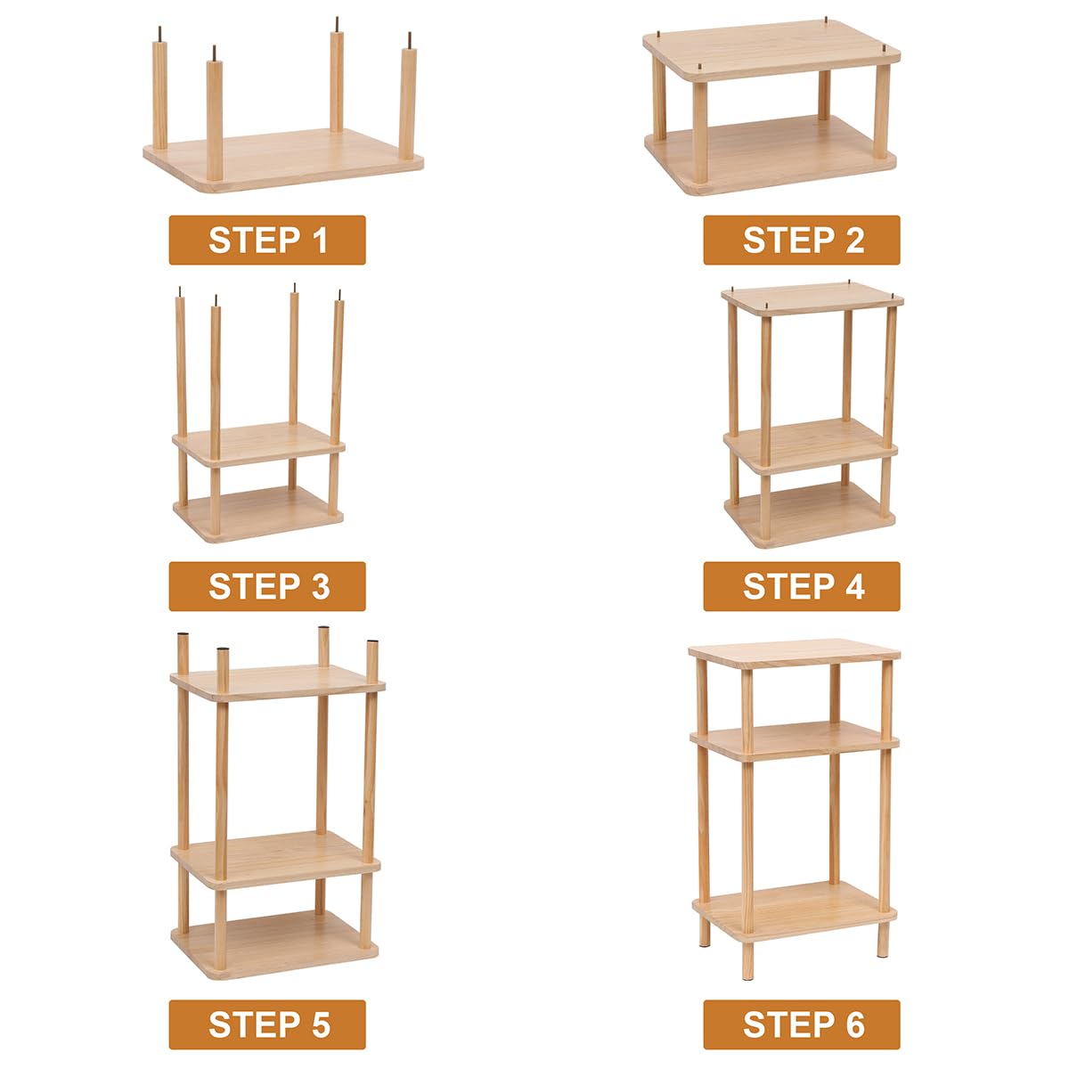Kosmeey 1 Set Side Table, Wooden 3-Tier Narrow End Tables, Burlywood Nightstand Sofa Side Table Used for Small Spaces, Living Room, Bedroom (Burlywood)