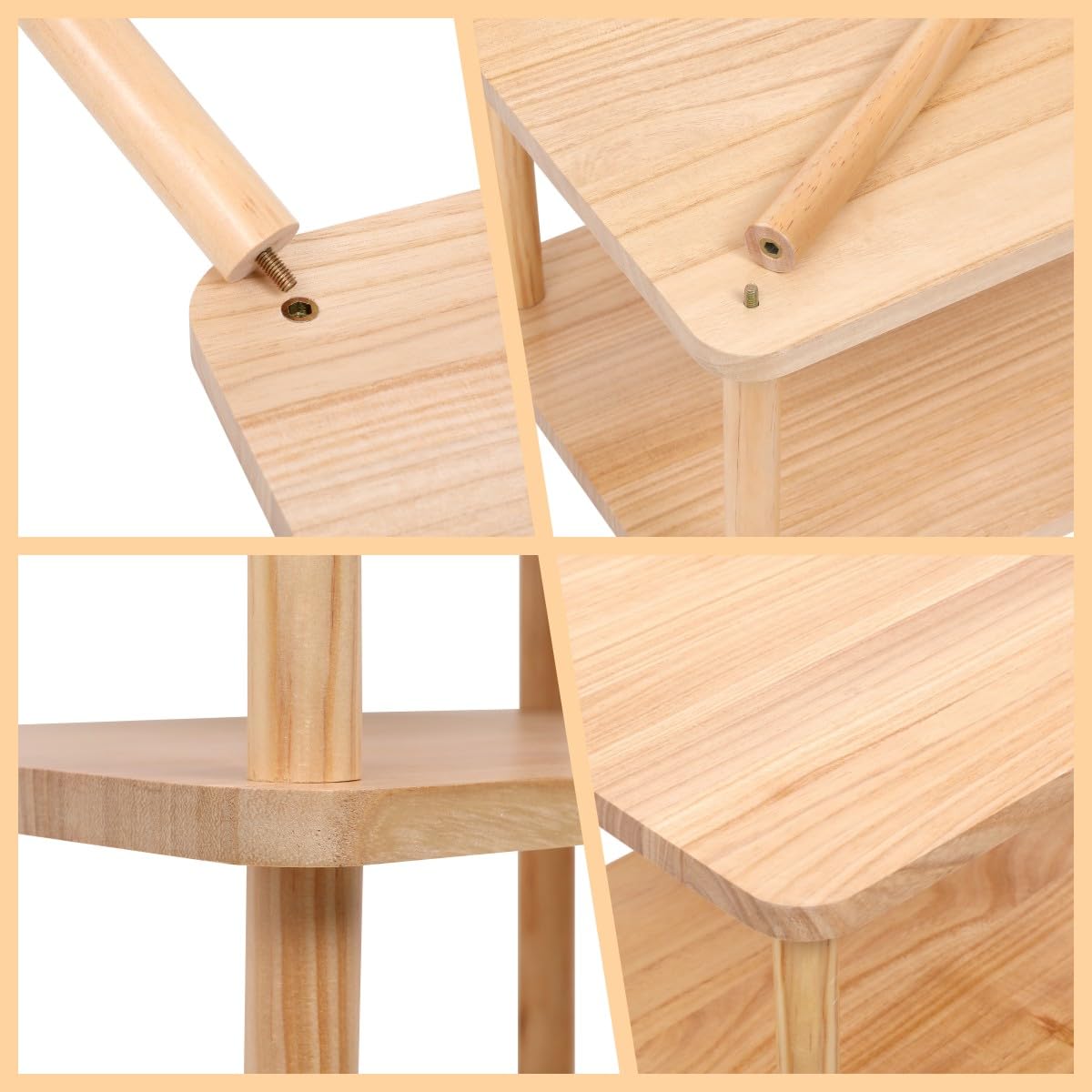 Kosmeey 1 Set Side Table, Wooden 3-Tier Narrow End Tables, Burlywood Nightstand Sofa Side Table Used for Small Spaces, Living Room, Bedroom (Burlywood)