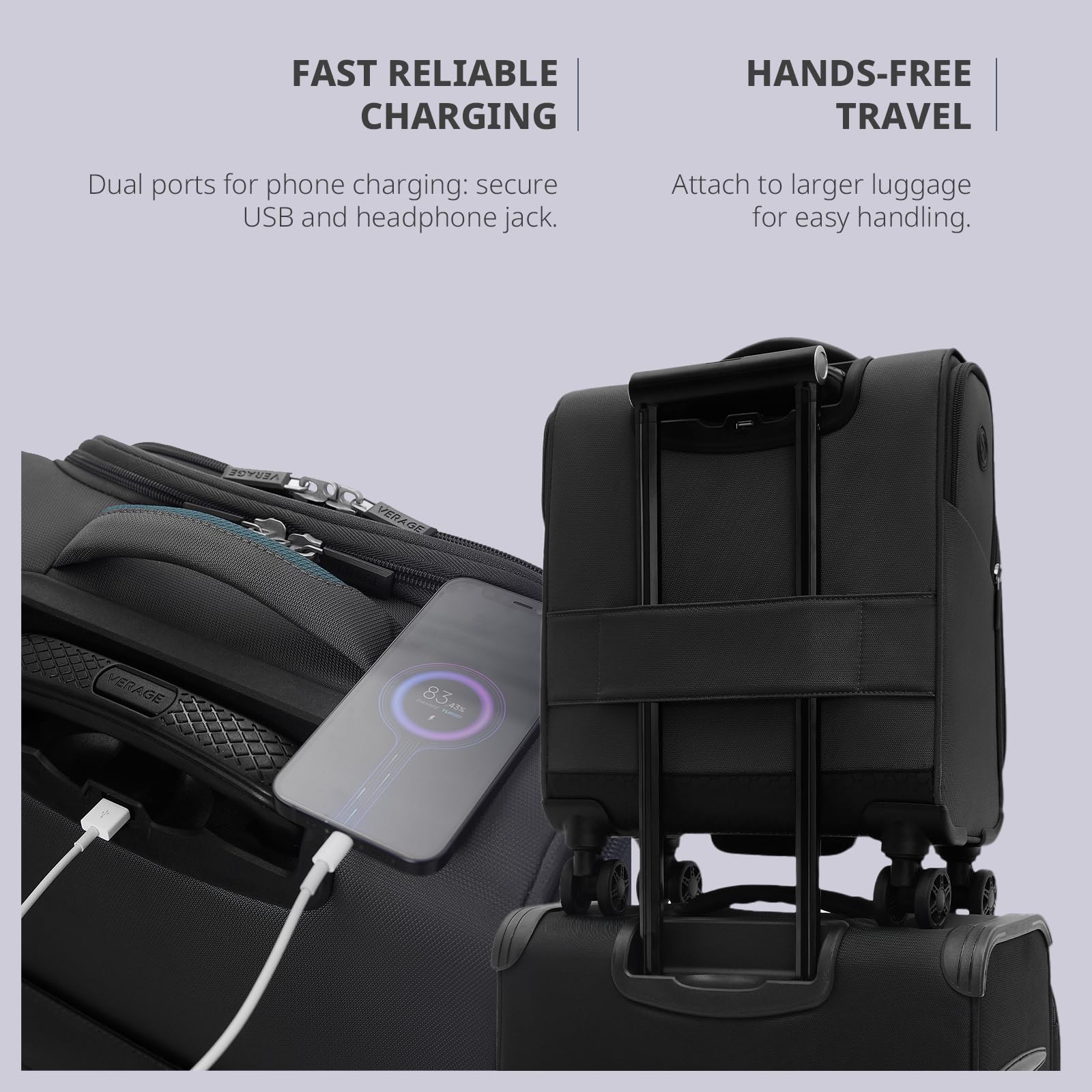 Verage Underseat Carry On Luggage with Wheels & USB Port,14 inch Wheeled Spinner Carry-on Luggages Bags for Airlines, Lightweight Overnight Suitcase for Men Women (14-Inch Compact Underseat Pro)