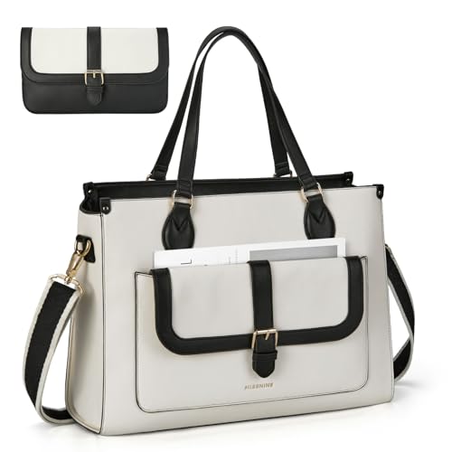 Missnine Laptop Bag with Removable Purse 15.6 inch Computer Bag Leather Briefcase for Women Work Bag Set Large Laptop Tote Bag for Office, Business
