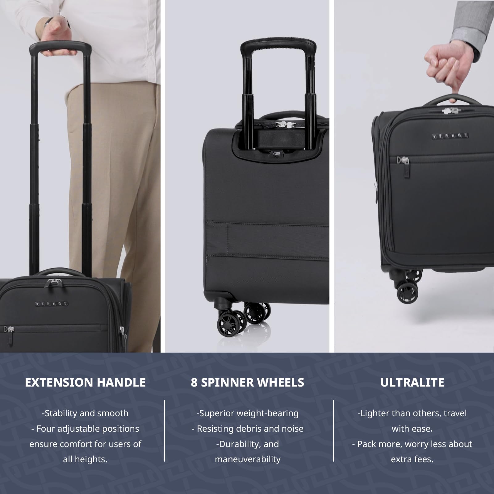 Verage Underseat Carry On Luggage with Wheels & USB Port,14 inch Wheeled Spinner Carry-on Luggages Bags for Airlines, Lightweight Overnight Suitcase for Men Women (14-Inch Compact Underseat Pro)