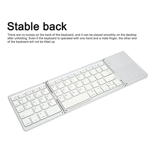 LMOLING Folding BT Keyboard, Wireless Portable Keyboard, 63 Keys Metal Ultra Thin Mini Folding Keyboard with Touchpad for Tablet Smartphones(Silver)