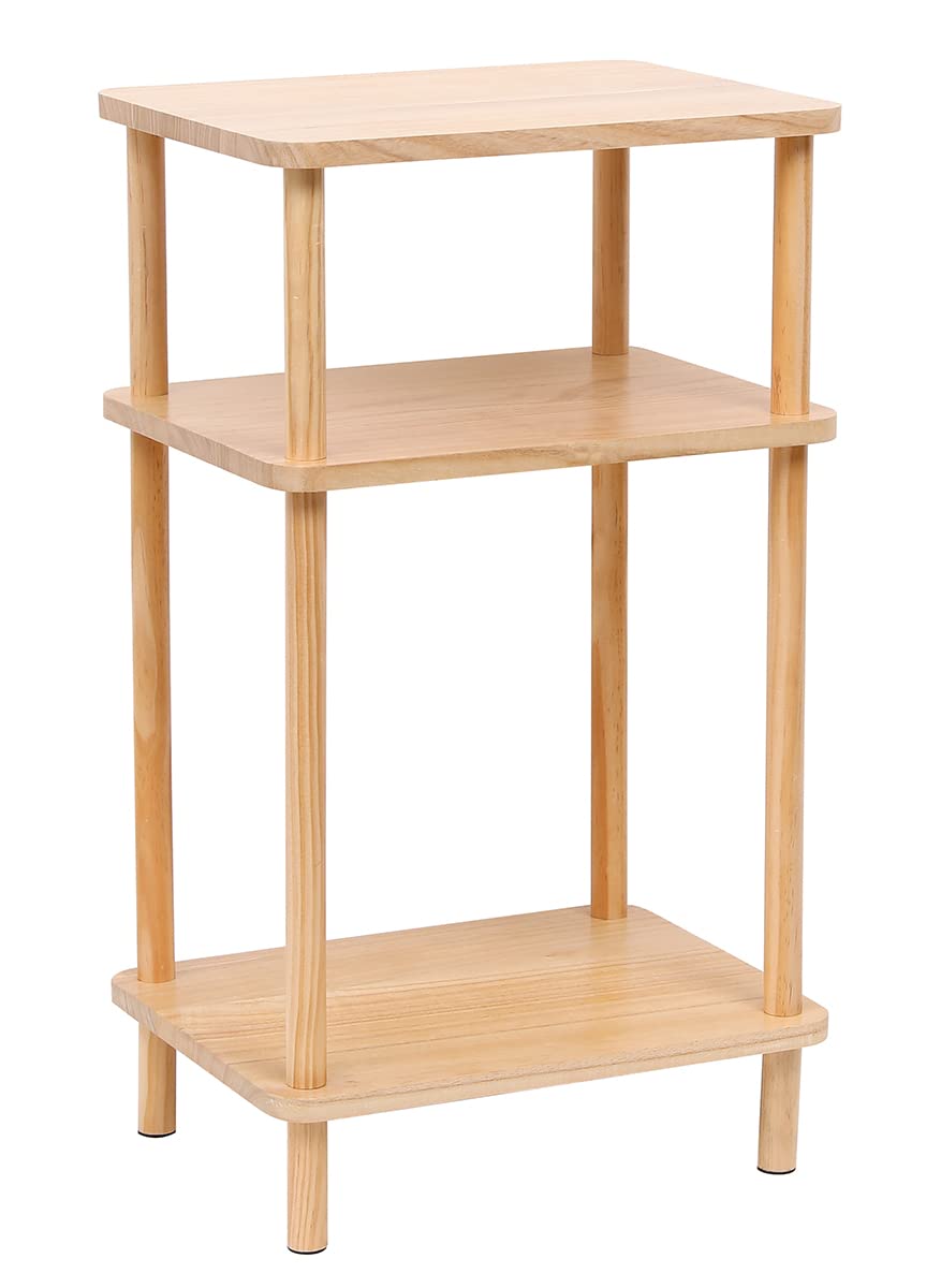Kosmeey 1 Set Side Table, Wooden 3-Tier Narrow End Tables, Burlywood Nightstand Sofa Side Table Used for Small Spaces, Living Room, Bedroom (Burlywood)