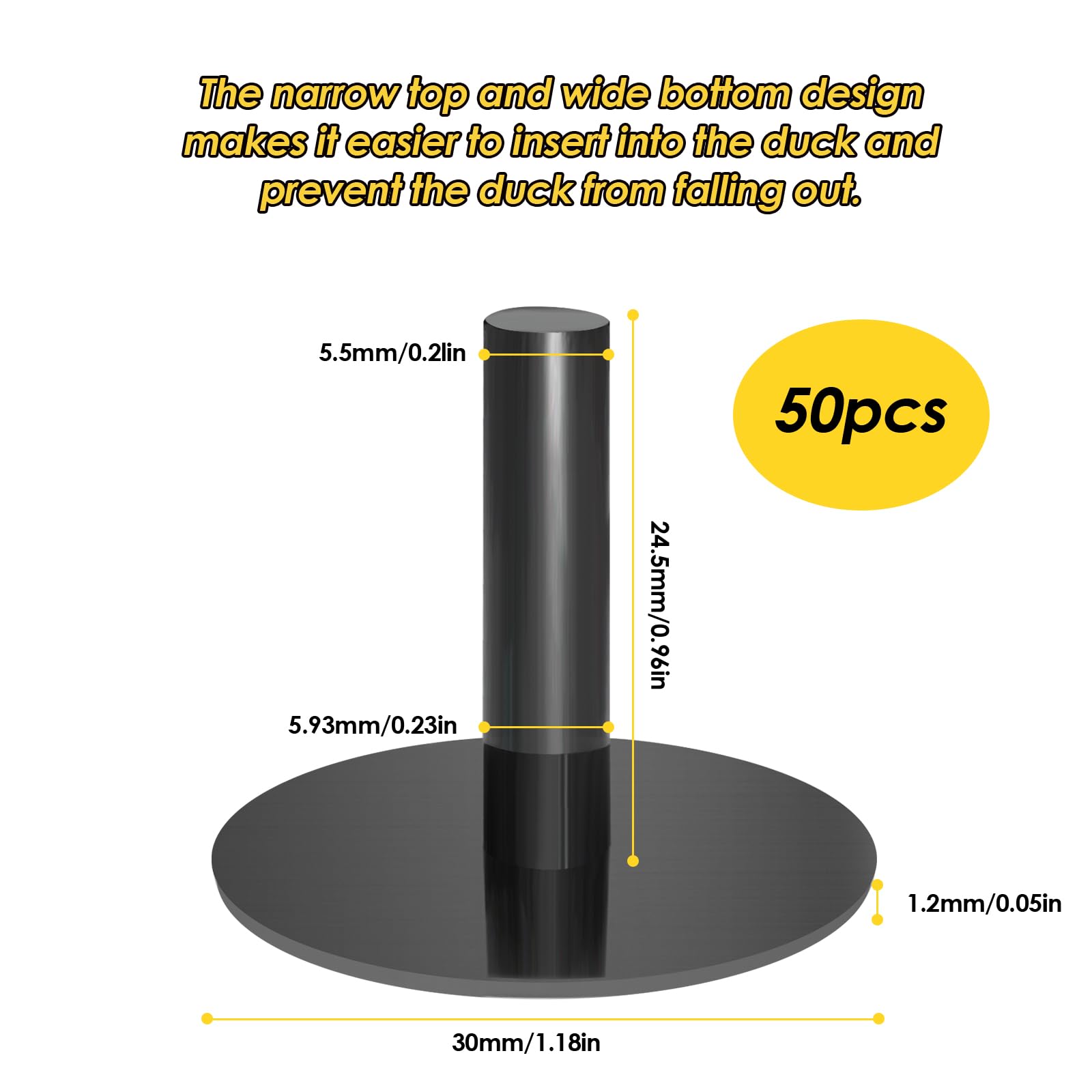 50Pcs Duck Plug - Rubber Duck Mount,Flock Locker Rubber Duck Holder for Jeep Dash and Fixed Display,Gift for Jeep Lover(Excluding Rubber Duck) Double-Sided Stickers Inside