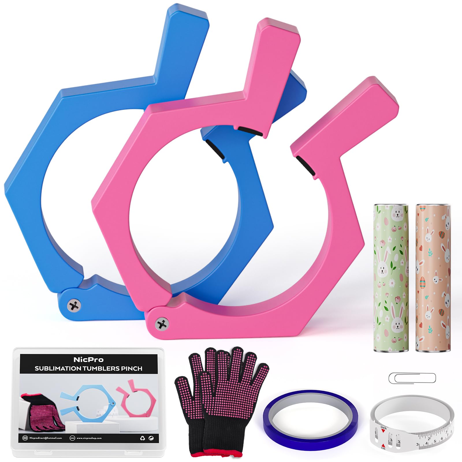 Nicpro Sublimation Tumblers Pinch Tool Set in Case, Sublimation Starter Kit with Tape&Glove, Perfect Sublimation Supplies Clamp for Pinch Tumbler 20oz