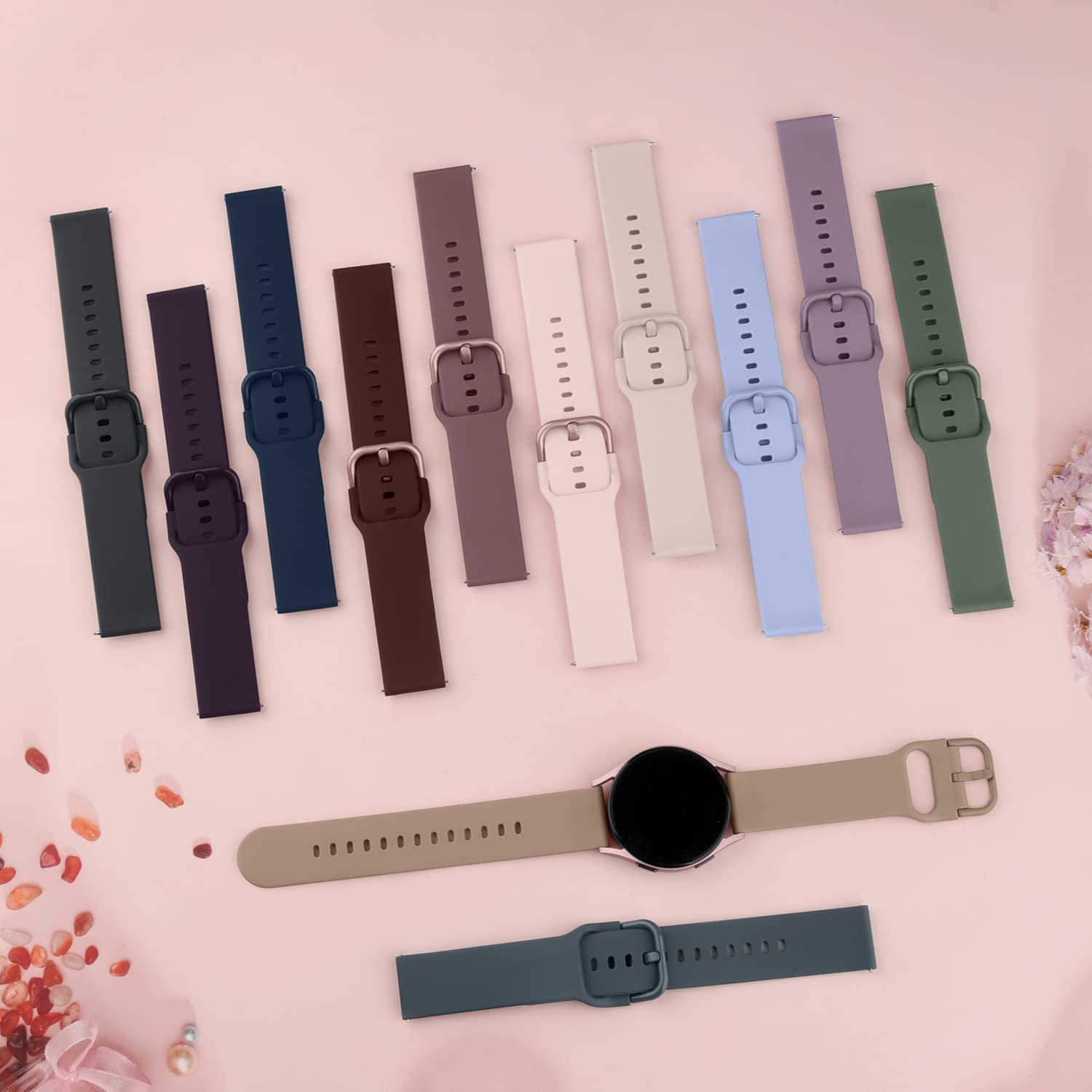 Meliya Bands for Amazfit GTS/GTS 2/GTS 3/GTS 2e/GTS 2 mini/GTS 4 mini/GTS 4/GTR mini, 20mm Silicone Watch Band Replacement Straps for Amazfit Bip U Pro/Bip/Bip Lite/Bip S/Bip S lite/Bip U/Bip 3/Bip 3 Pro (Milk Tea)