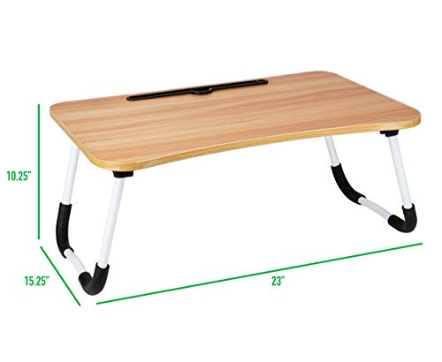 Mind Reader Woodland Collection, Portable Laptop Desk/Breakfast Table, Collapsible, Portable, Folding Legs, Beige