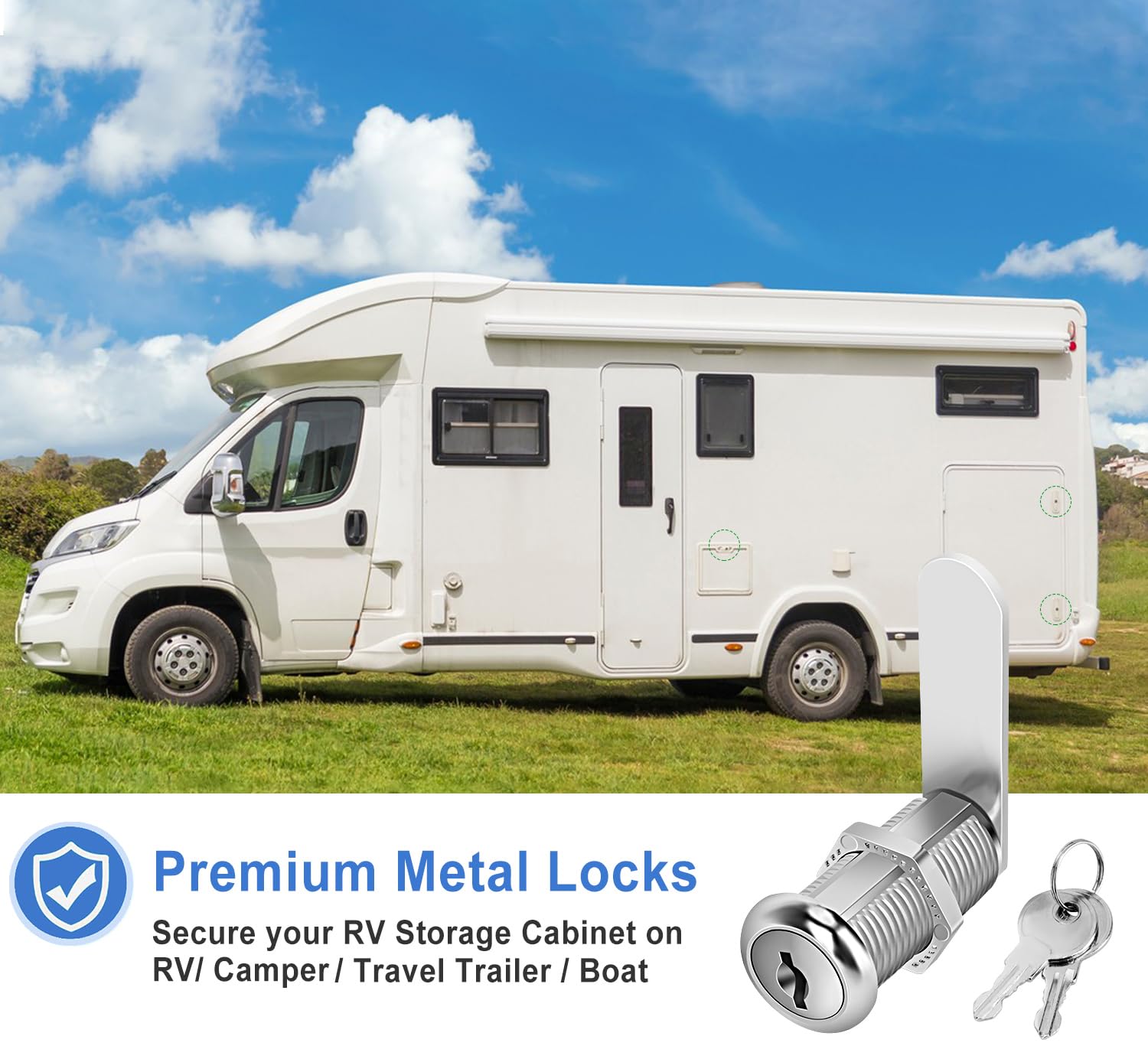 Cylinnda Cabinet Locks with Keys, 1-1/2" Long Cam Locks keyed Alike, Cabinet Cam Lock Set for Cabinets RV Storage Locks Tool Box Lock Thick Drawer, Zinc Alloy (2 Pack, 1-1/2 Inch)