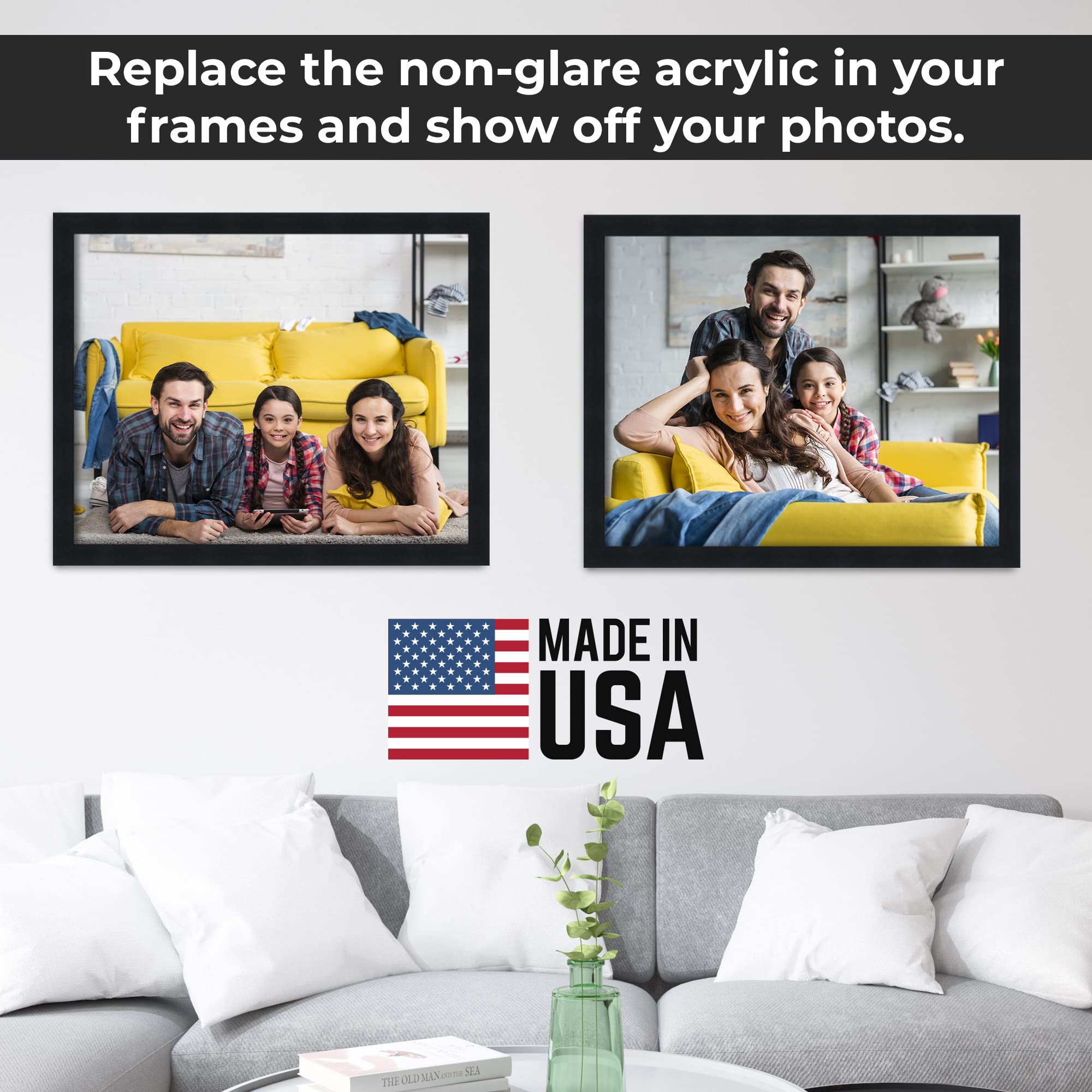 CountryArtHouse Non-Glare Acrylic Replacement for 16x20 Picture Frame, Replacement Plexiglass for 16x20 Photo Frame, UV-Resistant Non-Glare Acrylic Cover Sheet