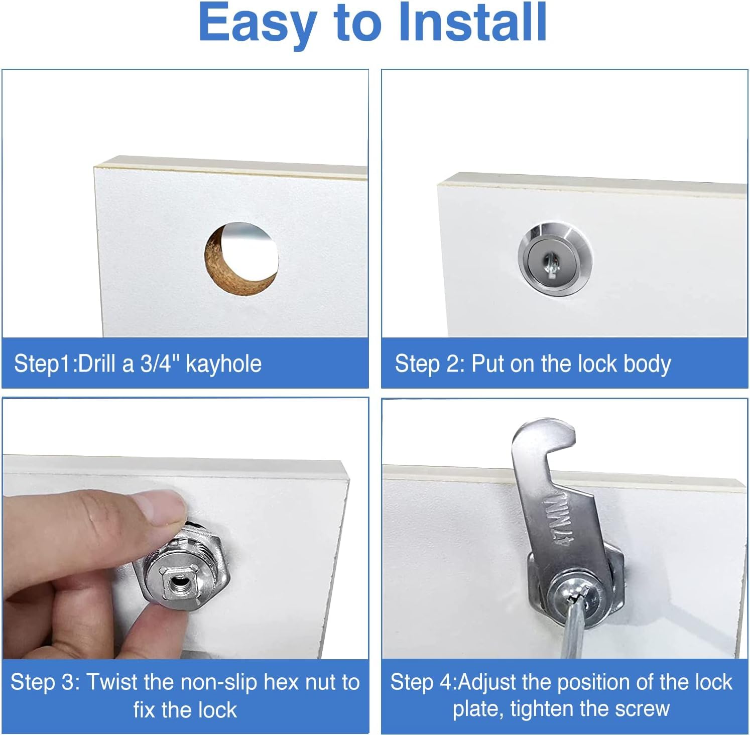 Cylinnda Cabinet Locks with Keys, 1-1/2" Long Cam Locks keyed Alike, Cabinet Cam Lock Set for Cabinets RV Storage Locks Tool Box Lock Thick Drawer, Zinc Alloy (2 Pack, 1-1/2 Inch)