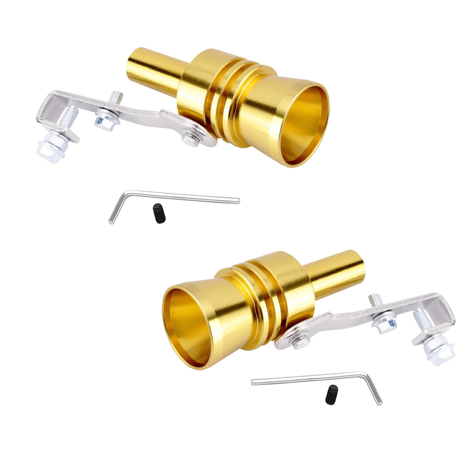 gunhunt 2 PCS Turbo Sound Whistle Simulator, 4.05" x 2.32" Car Roar Maker Tail Pipe Whistle, Universal Aluminum Turbo Sound Whistle Exhaust Muffler Sound Booster, Car Styling Accessories (Gold)
