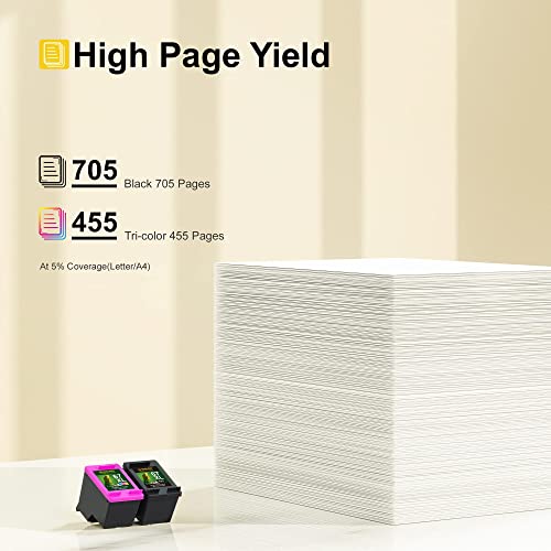 67XL Ink Cartridges Black Color Combo Pack Replacement for HP 67XL 67 XL High Yield for Envy 6055e 6055 6052 6075 Envy Pro 6455e 6455 6475 6458 DeskJet 4155 2755e 2755 Printer (1 Black, 1 Tri-Color)