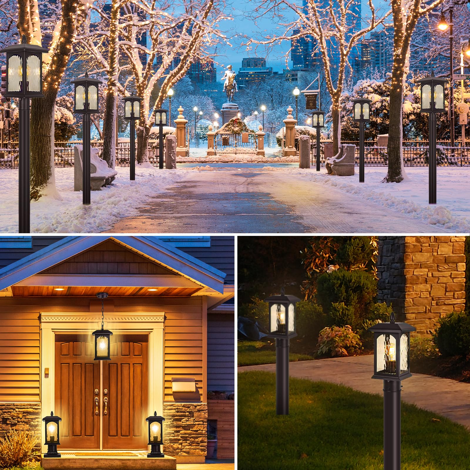 Brown Dusk to Dawn Outdoor Post Lights - 2 Packs Oil Rubbed Bronze Post Lights with Pier Mount Base, Rustic Hard Wired Pole Outdoor Lighting, Waterproof Pillar Lantern Outside for Pathway, Patio