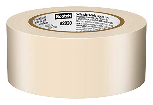 Scotch Contractor Grade Masking Tape, Tan, Tape for General Use, Multi-Surface Adhesive Tape, 1.88 Inches x 60.1 Yards, 3 Rolls