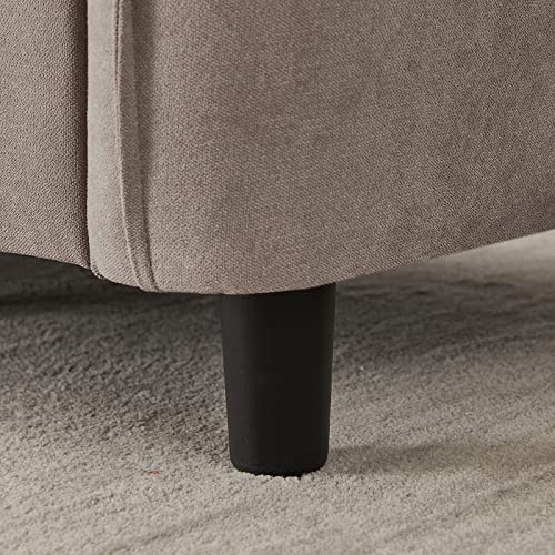 Jarenie 80" Convertible Sectional Sofa, 3-Seat L Shaped Couch with Ottoman, Modern Linen Upholstered Sofa Couches for Living Room, Apartment and Small Spaces, Beige