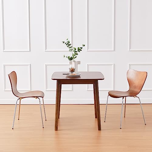 Livinia Aslan 29.5" Malaysian Oak Square Wooden Dining Table/Small Solid Wood Kitchen Desk (Walnut)