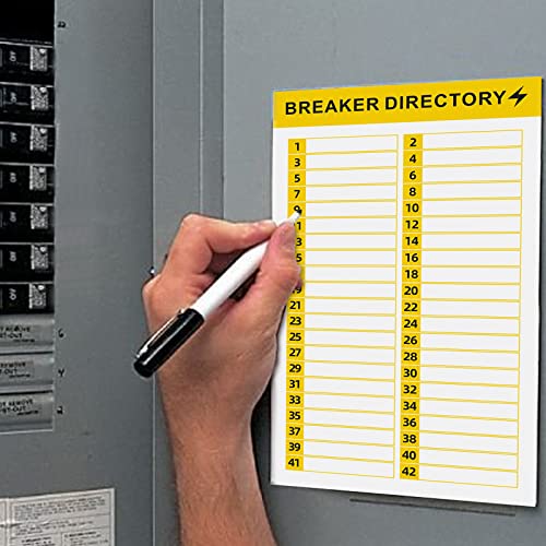 16 Sheets Breaker Panel Labels Electrical Box Sticker Numbers Breaker Panel Labels Electrical Sticker Number Catalog Load Center Adhesive Waterproof Reusable(Yellow)