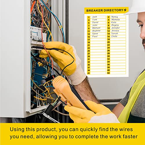 16 Sheets Breaker Panel Labels Electrical Box Sticker Numbers Breaker Panel Labels Electrical Sticker Number Catalog Load Center Adhesive Waterproof Reusable(Yellow)