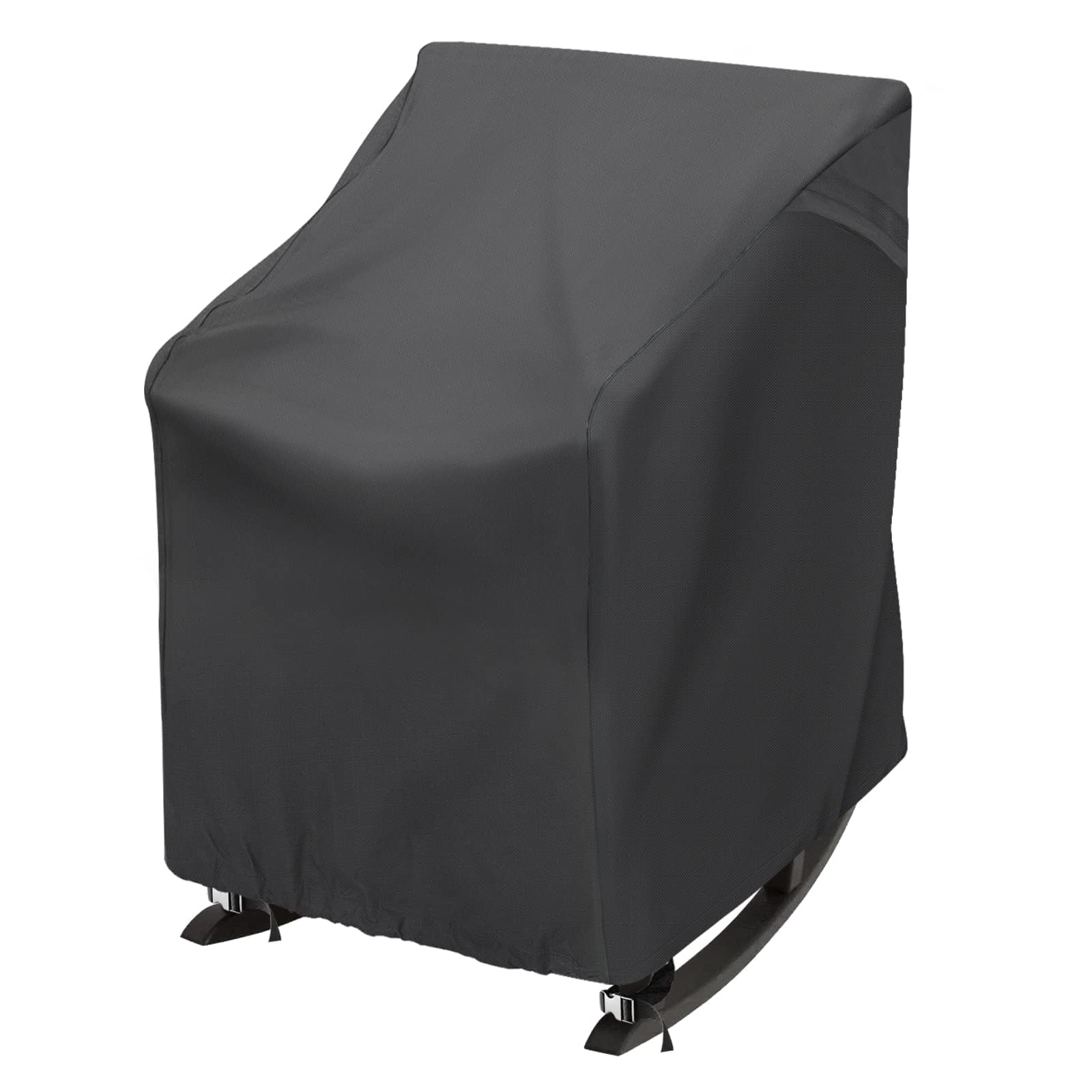 TORUTA Outdoor Rocking Chair Cover 27.5" L x 32.5" D x 39" H Grey 420D Waterproof Oxford Fabric Production Patio Furniture Rocking Chair Covers (Black-1 pack, 27.5" L x 32.5" D x 39" H)