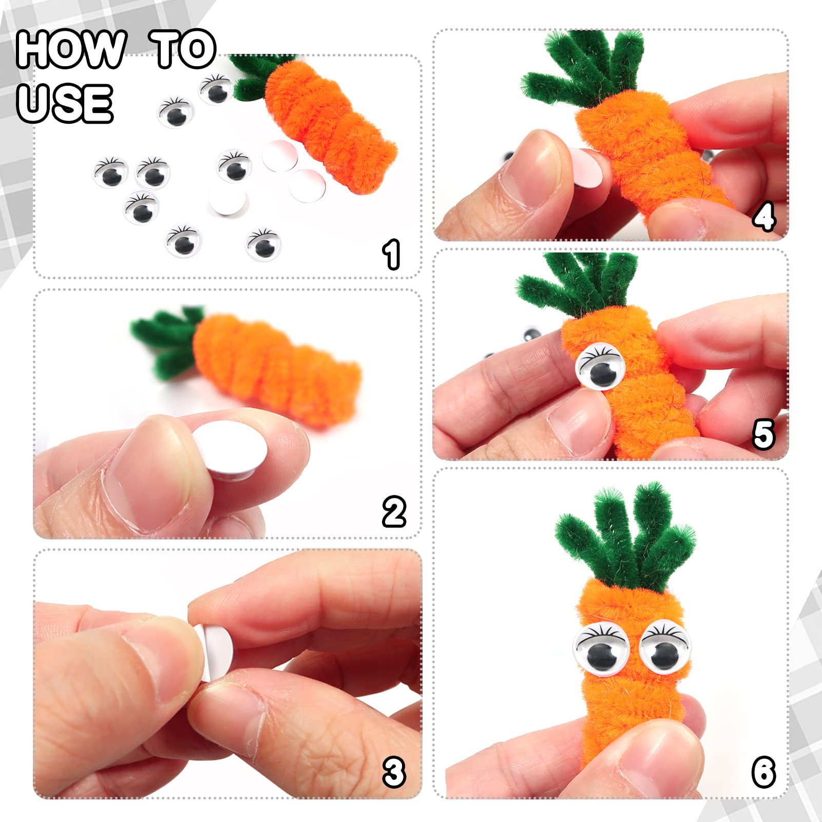TOAOB 210pcs Black Wiggle Googly Eyes Self Adhesive with Eyelashes Round 10mm Plastic Sticker Eyes for DIY Crafts Scrapbooking Decoration