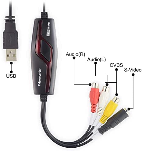 VHS to Digital Converter,Video Capture Card Device,VHS VCR Hi8 Mini DV to Mac Digital Converter,RCA to USB Video Converter for PC TV Tape Player Camcorder,MAC Windows Vista Compatible
