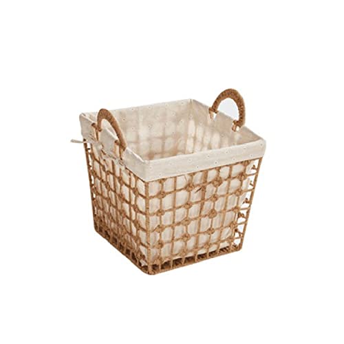 LLCR Storage Basket Handmade Rattan Woven Storage Basket with Handles Decorative Laundry Hamper Basket for Clothes Toy Snack Portable Laundry Basket For Laundry Dorm Family (13 * 11 * 8 IN)