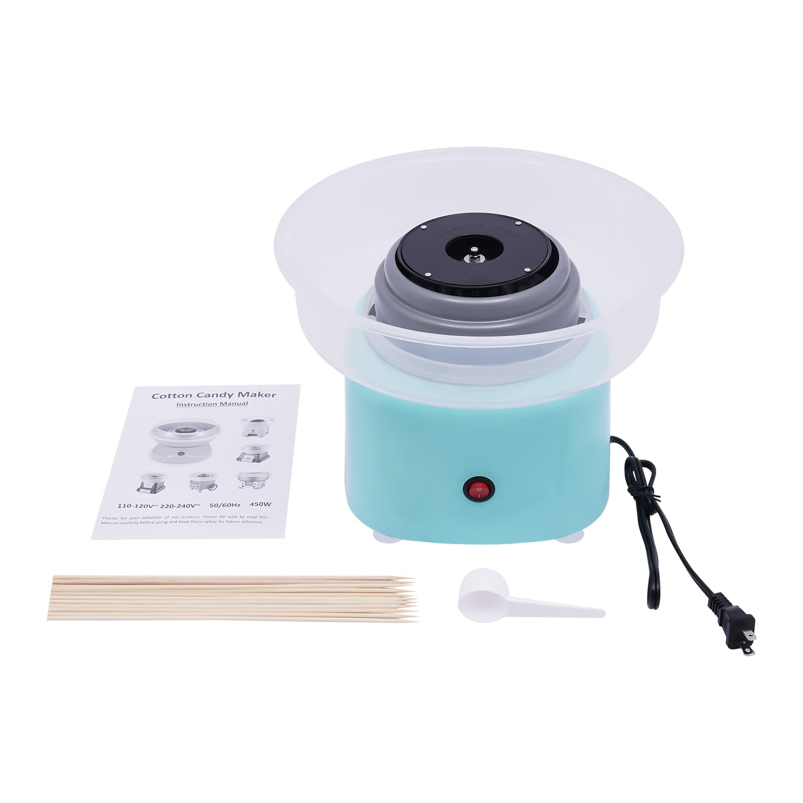 SNKOURIN Cotton Candy Machine, Electric Cotton Candy Maker with Sugar Scoop and Candy Sticks, Nostalgia Cotton Candy Machine for Kids Birthday Family Party Gift